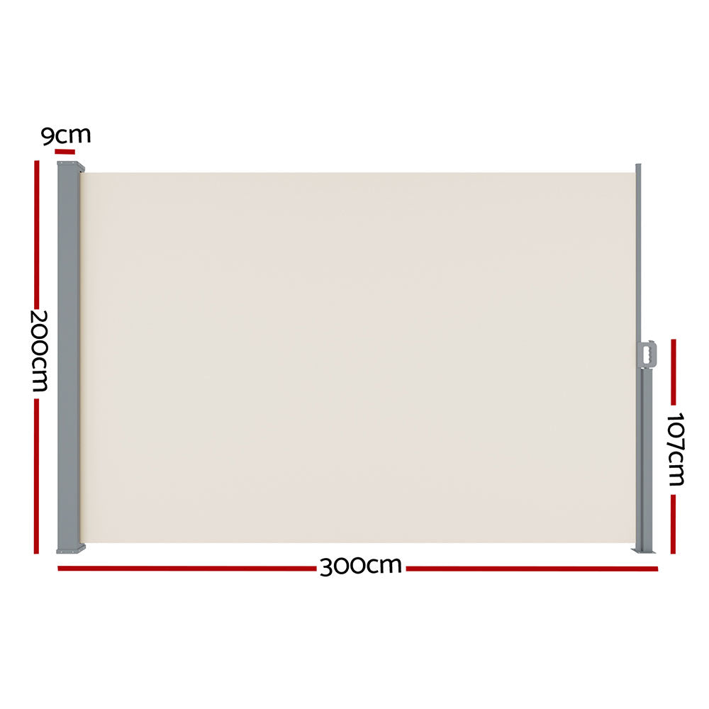 Side Awning Sun Shade Outdoor Blinds Retractable Screen 2X3M Cream ...