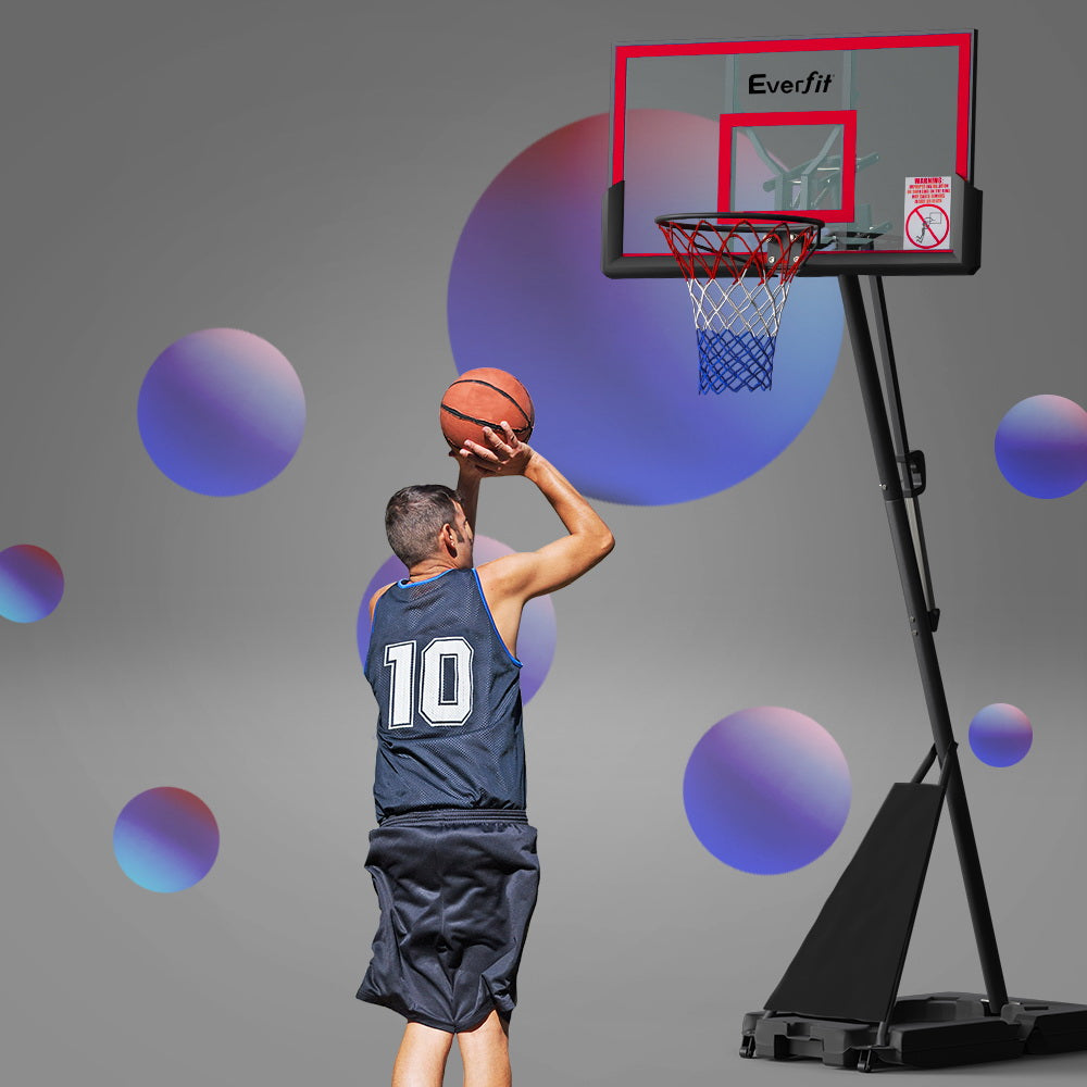 3.05M Basketball Hoop Stand System Adjustable Height Portable Red Pro ...