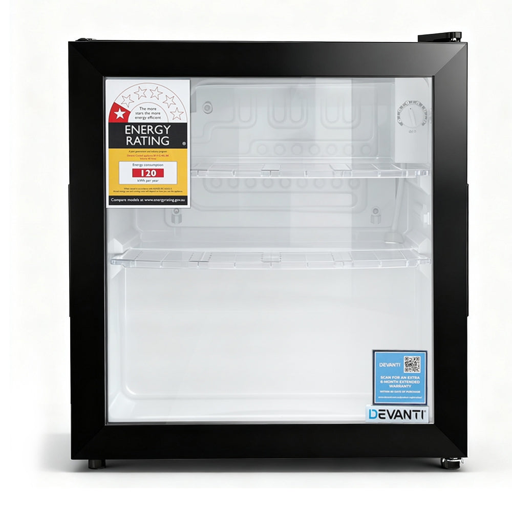 40L Bar Fridge Glass Door Mini Fridge Countertop Cooler Black – FURNILAND
