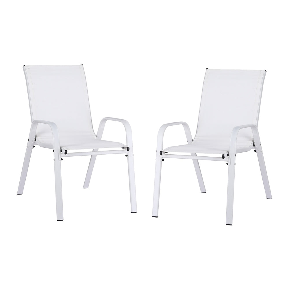 2PC Outdoor Dining Chairs Stackable Lounge Chair Patio Furniture White ...