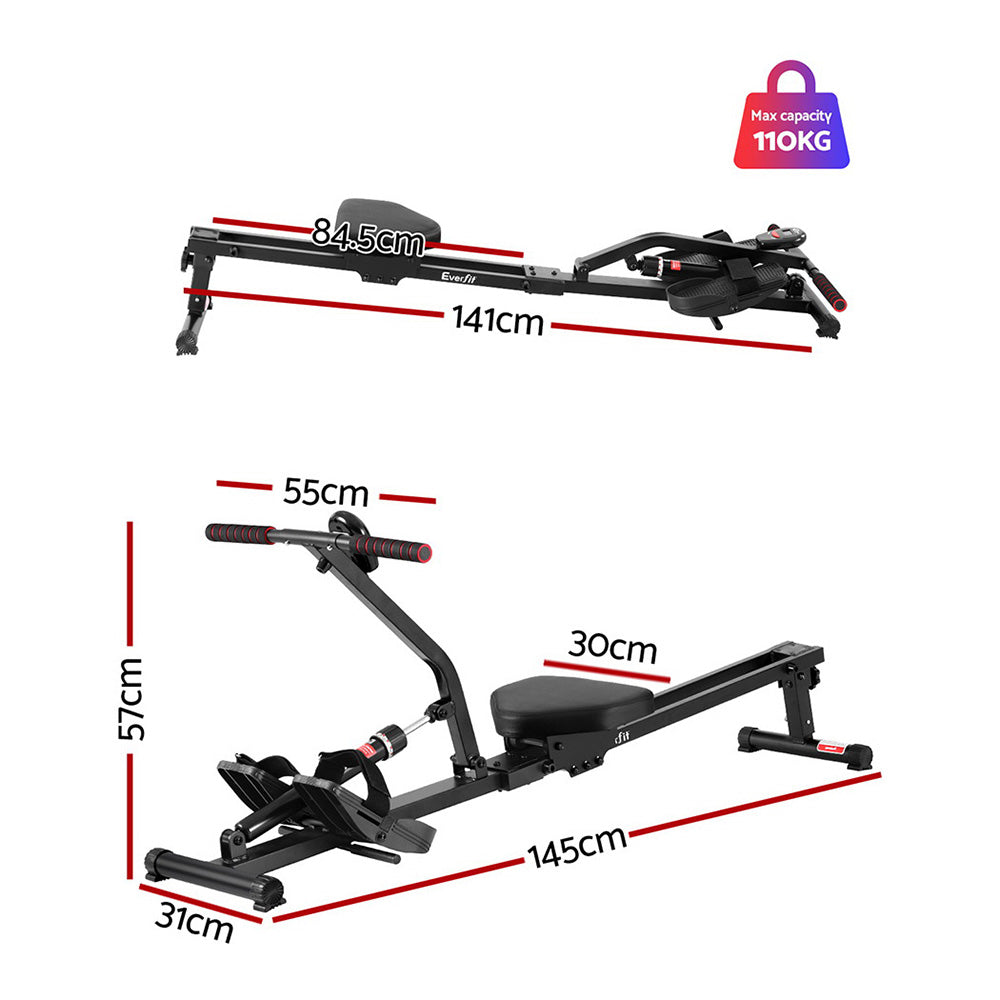 Hydraulic Rowing Machine Rower 12 Levels Resistance Exercise Fitness G ...