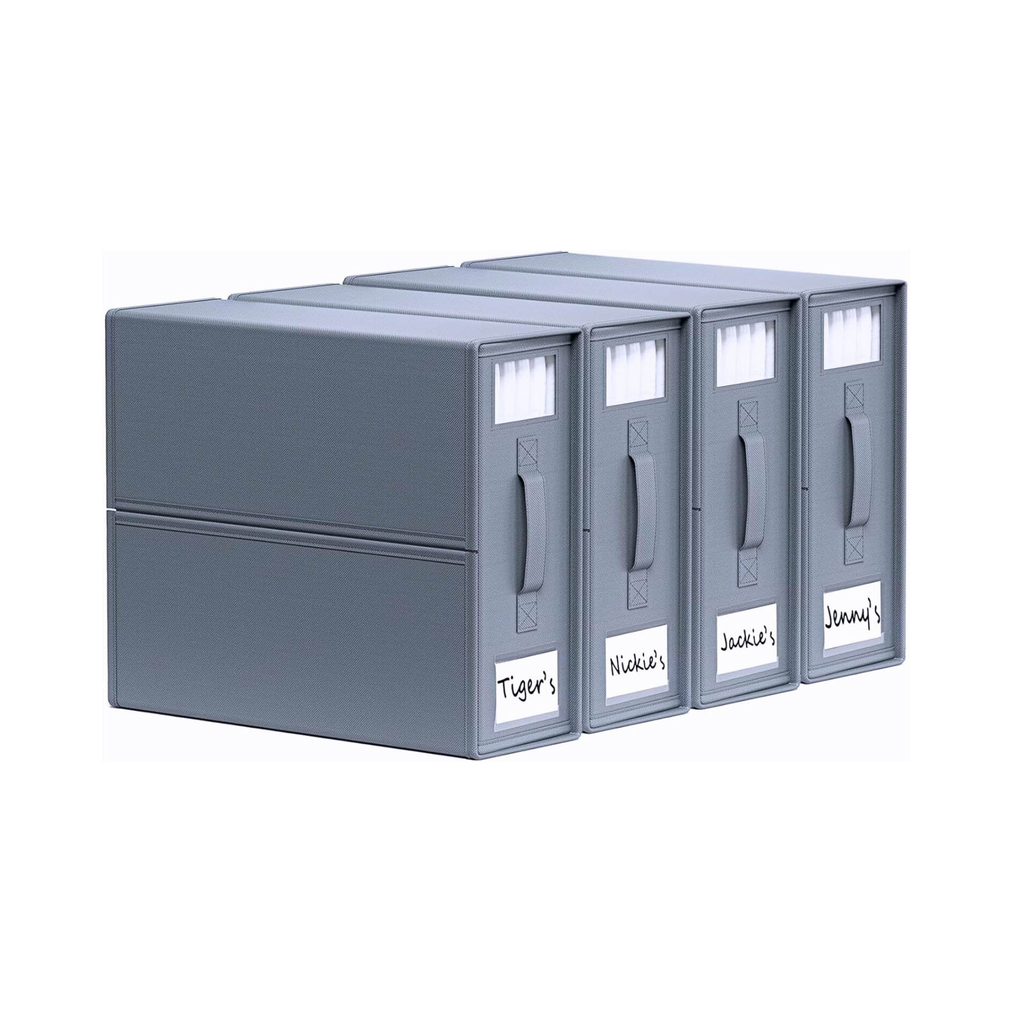 4x Foldable Bed Sheet Storage Box – Linen & Closet Organiser Grey ...